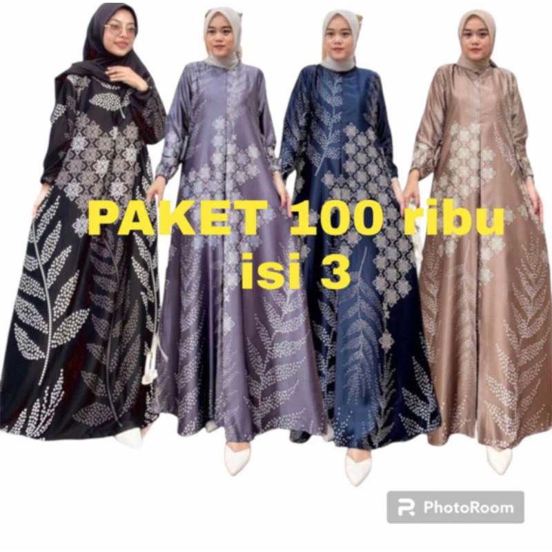 Jual Paket gamis natasa series 100 ribu isi 3 pcs jumbo | Shopee Indonesia
