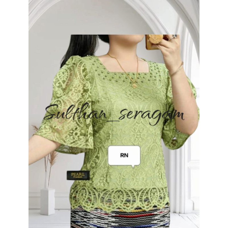 Jual kebaya atasan wanita renda brokat lengan kalong/lengan lebar ...