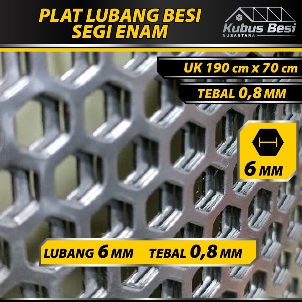 Jual 190x70 cm - Plat Lubang Hexagonal 6 mm - Tebal 0,8 mm. Ram Gril ...