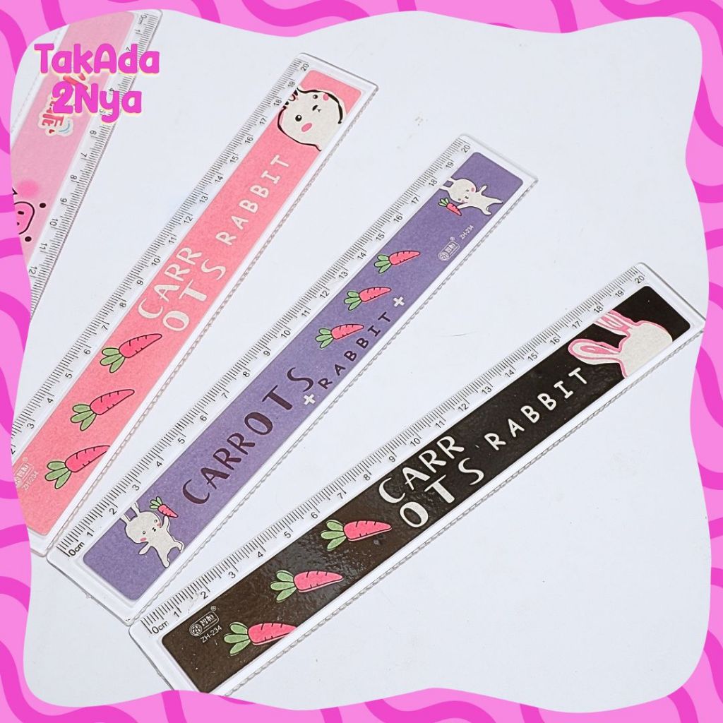 Jual Penggaris Panjang 20 cm Zhiheng Pig Rabbit Ruler Mistar Plastik Garisan Gambar Lurus Gerigi ...