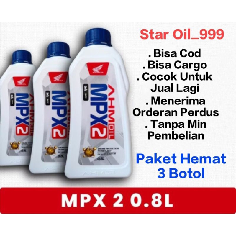 Jual AHM OIL MPX2 MATIC 800ML 10W-30 PAKET HEMAT 3 BOTOL | Shopee Indonesia