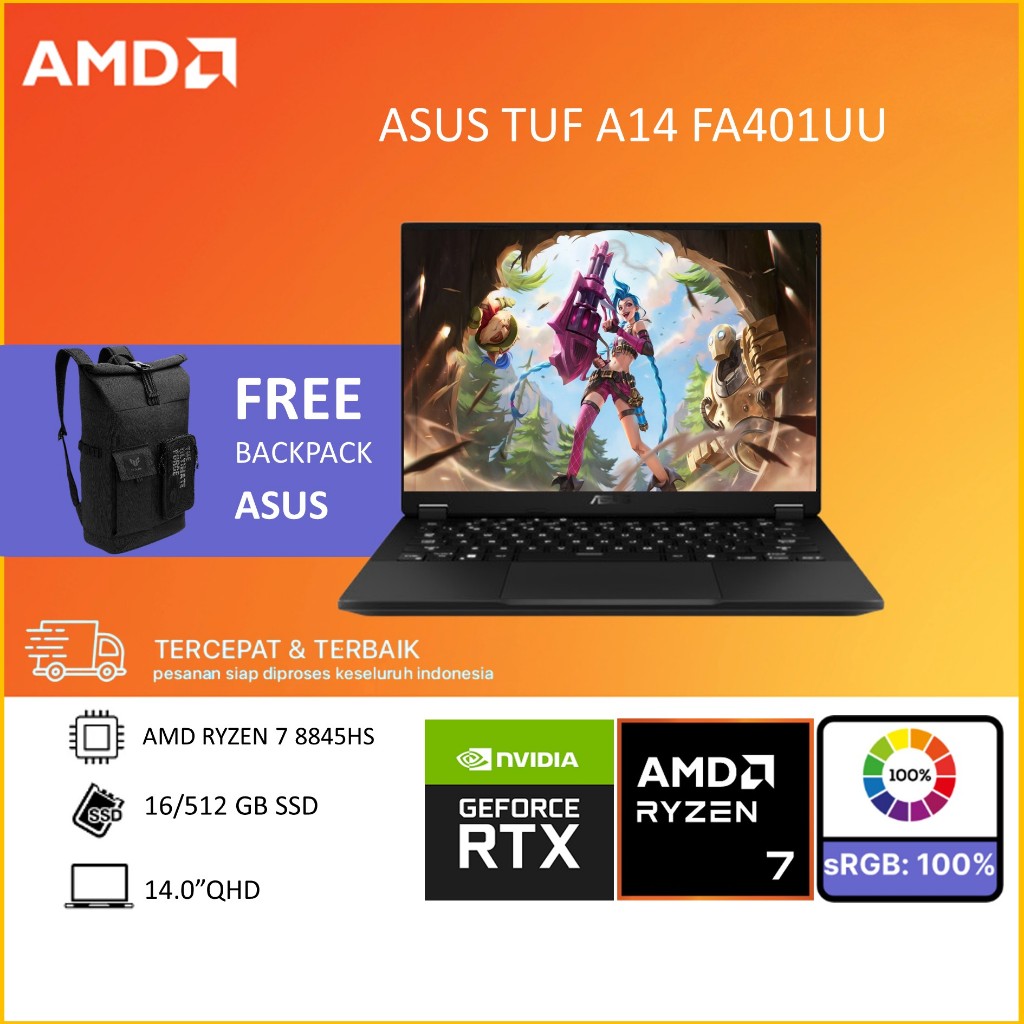 Jual ASUS TUF A14 FA401UU RYZEN 7 8845HS RTX4050 6GB/ RAM 16GB 512GB ...