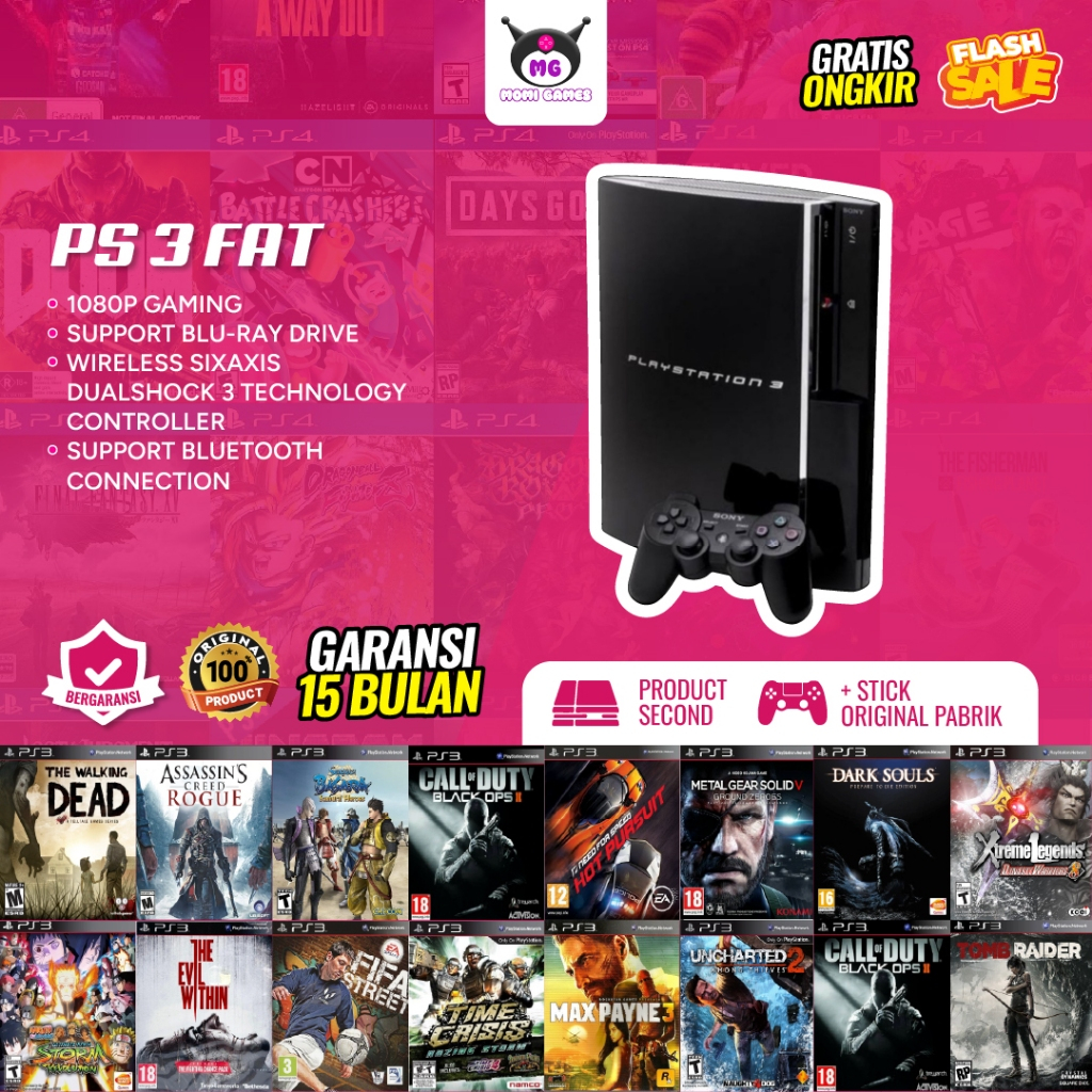 Jual PS3 PS 3 Fat CHH 500GB 320GB 250GB 160GB Free Games Garansi | Shopee Indonesia