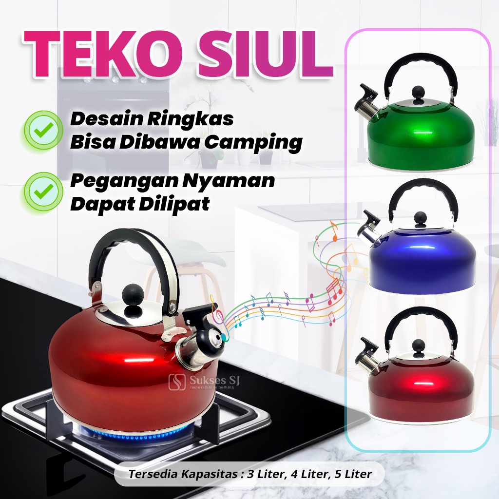 Jual (LIVE) Teko Bunyi Warna Whistling Kettle 3 Liter Stainless Steel - Teko Siul | Shopee Indonesia