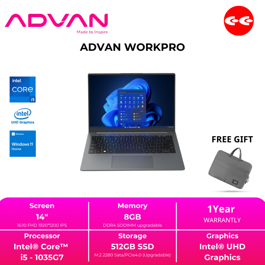 Jual ADVAN WORKPRO INTEL I5 1035G7 RAM 8GB SSD 512GB WIN 11 | Shopee ...