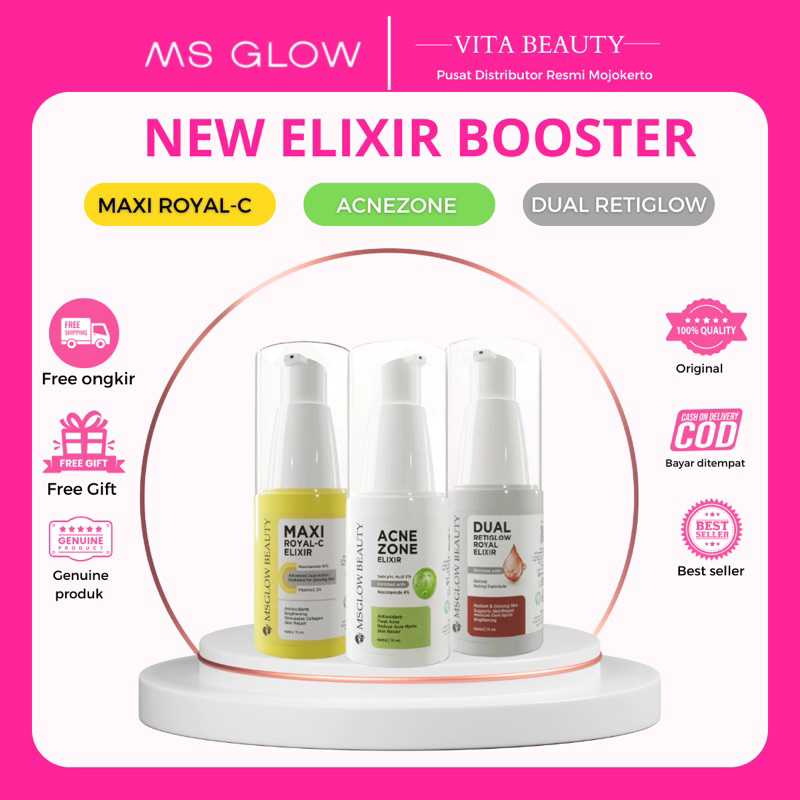 Jual ELIXIR SERUM MSGLOW | Maxi Royal-c | Acne Zone Elixir | Dual ...