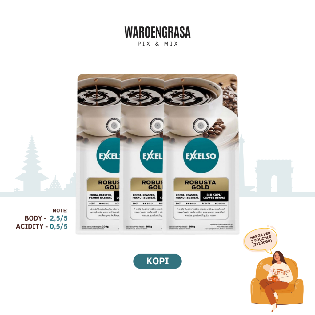 Jual Excelso Kopi Biji - Robusta Gold - 200gr - 3 Packs | Shopee Indonesia