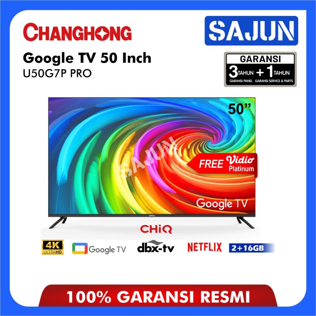 Jual Changhong 【Google TV】CHiQ 50 Inch Smart TV 4K UHD HDR10+ ( U50G7P PRO ) | Shopee Indonesia