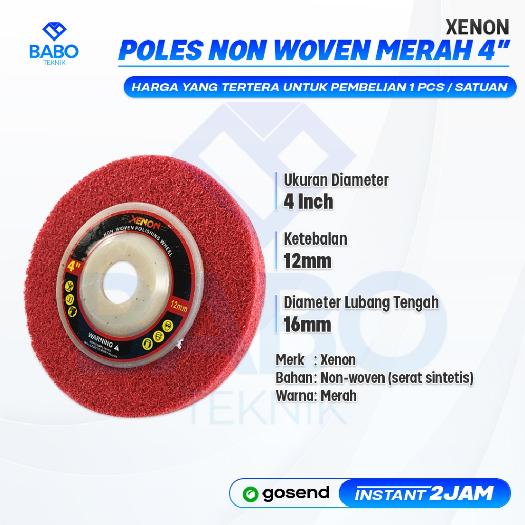 Jual NON WOVEN Polishing Wheel XENON 4 in Merah - Wheel Polish 4in ...