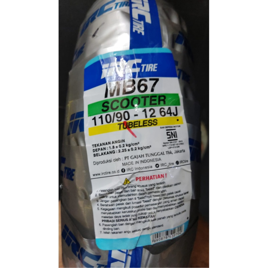 Jual IRC 110 90 12 Tubeles(TIPE PILIH DIVARIAN) Ban Scopy Belakang Rear ...