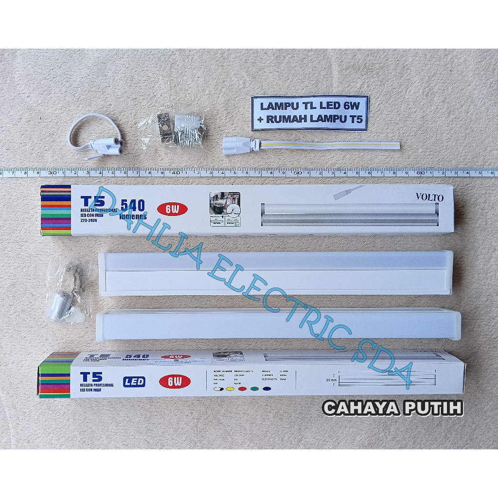 Jual LAMPU TL T5 LED 6W CAHAYA PUTIH 1 SET (LAMPU+RUMAH) VOLTO/JASTEC | Shopee Indonesia