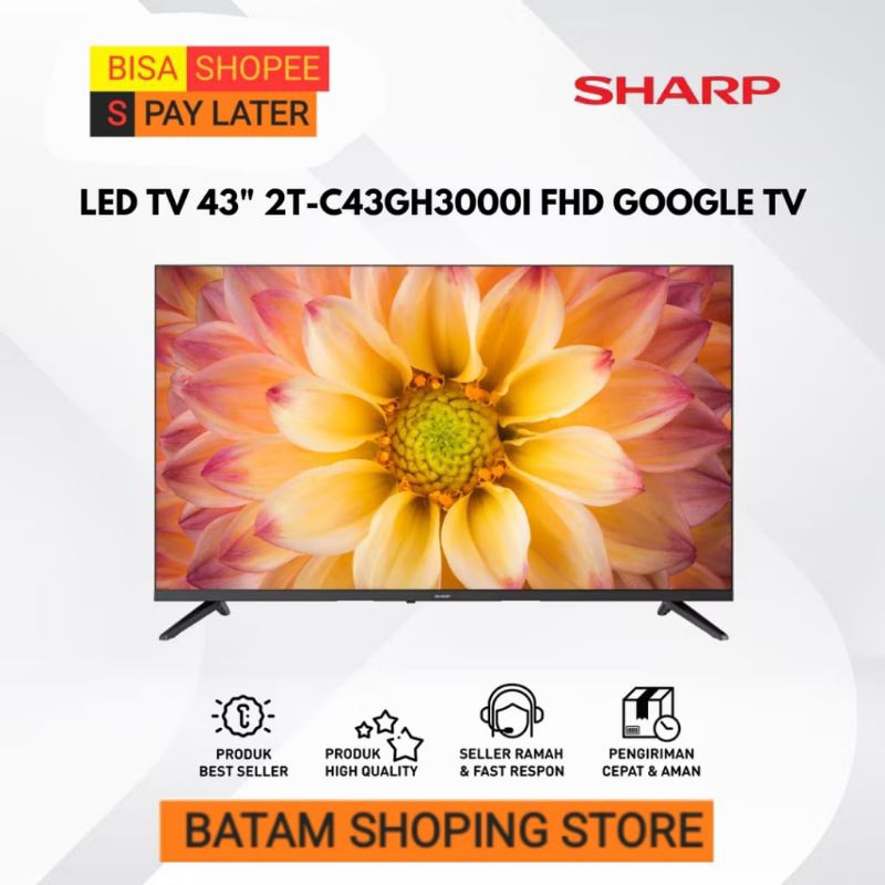 Jual TV SHARP 43 INCH SMART TV LED 43GH3000I LAYAR 2K FHD GOOGLE TV GARANSI RESMI | Shopee Indonesia