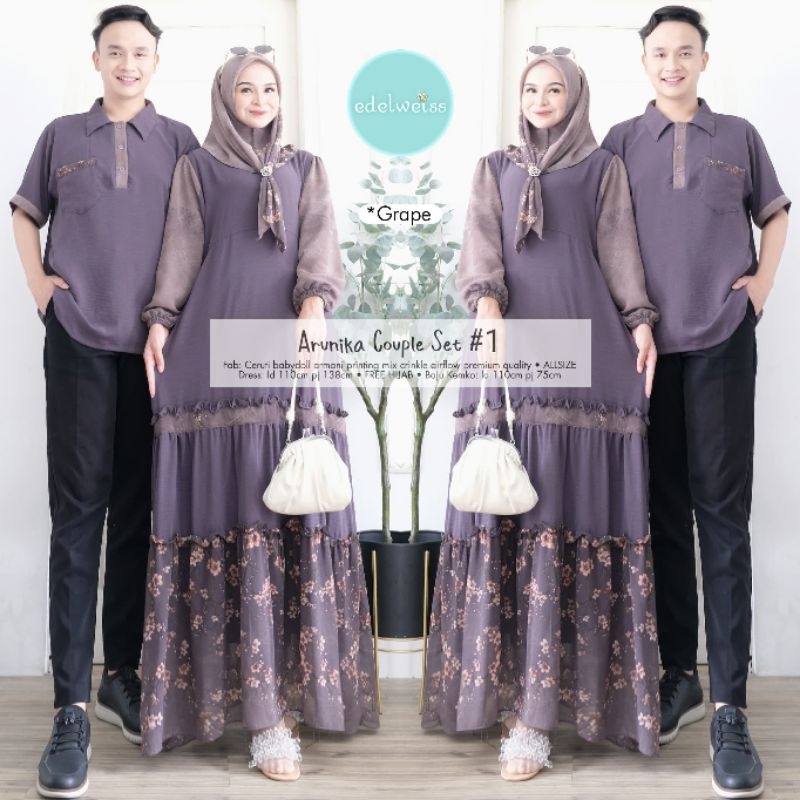 Jual Arunika Set Couple Ceruty Babydoll Armany Printing Mix Crinkle Airflow Premium by EDELWEISS ...