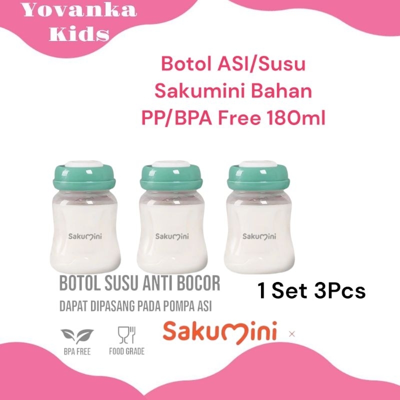 Jual 3Pcs(1Set)Botol ASI 3in1/Botol Penyimpan Susu ASI 180ml/Breast Milk Storage Container/Botol ...