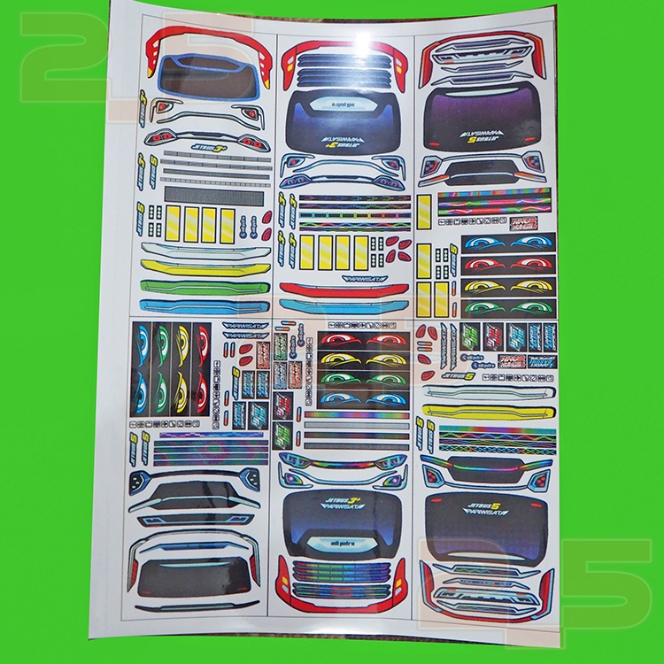 Jual STIKER VINYL LAMINASI MINIATUR LAMPU BUS UKURAN A4 BELUM DIPOTONG ...