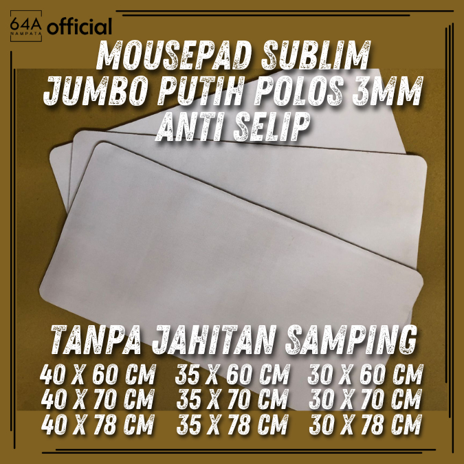 Jual 64A MOUSE PAD SUBLIM XL PUTIH POLOS 3MM DESK MAT POLOS SUBLIM ...