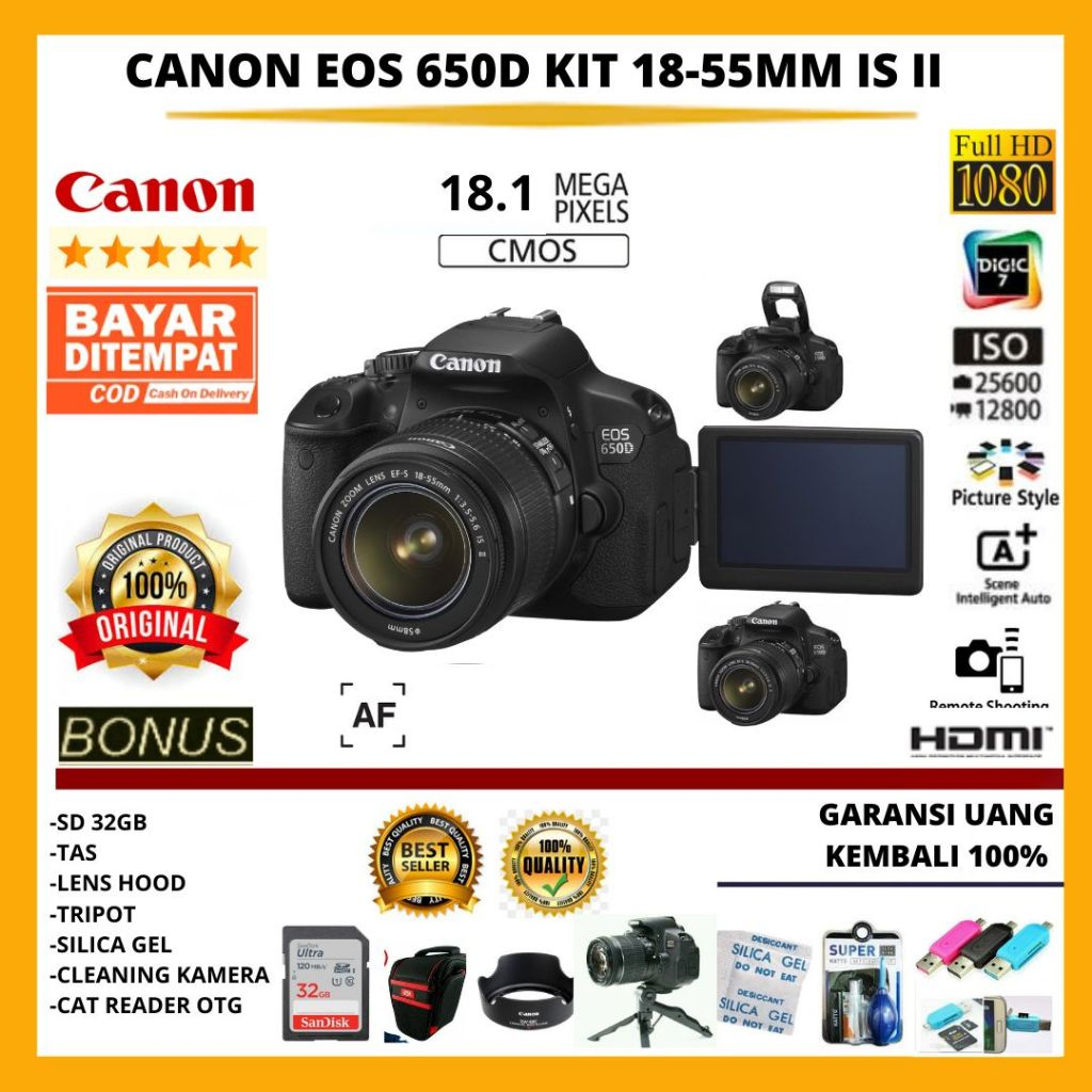 Jual Canon 650d kit 18-55mm is ll kamera VLOG ada mix external FREE ...