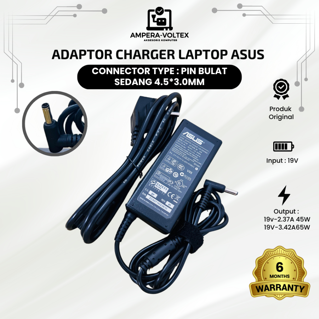 Jual Adaptor Charger Laptop Asus ADP-45BW A 19V-2.37A 45W DC 4.5*3.0mm Original Garansi 6 Bulan ...