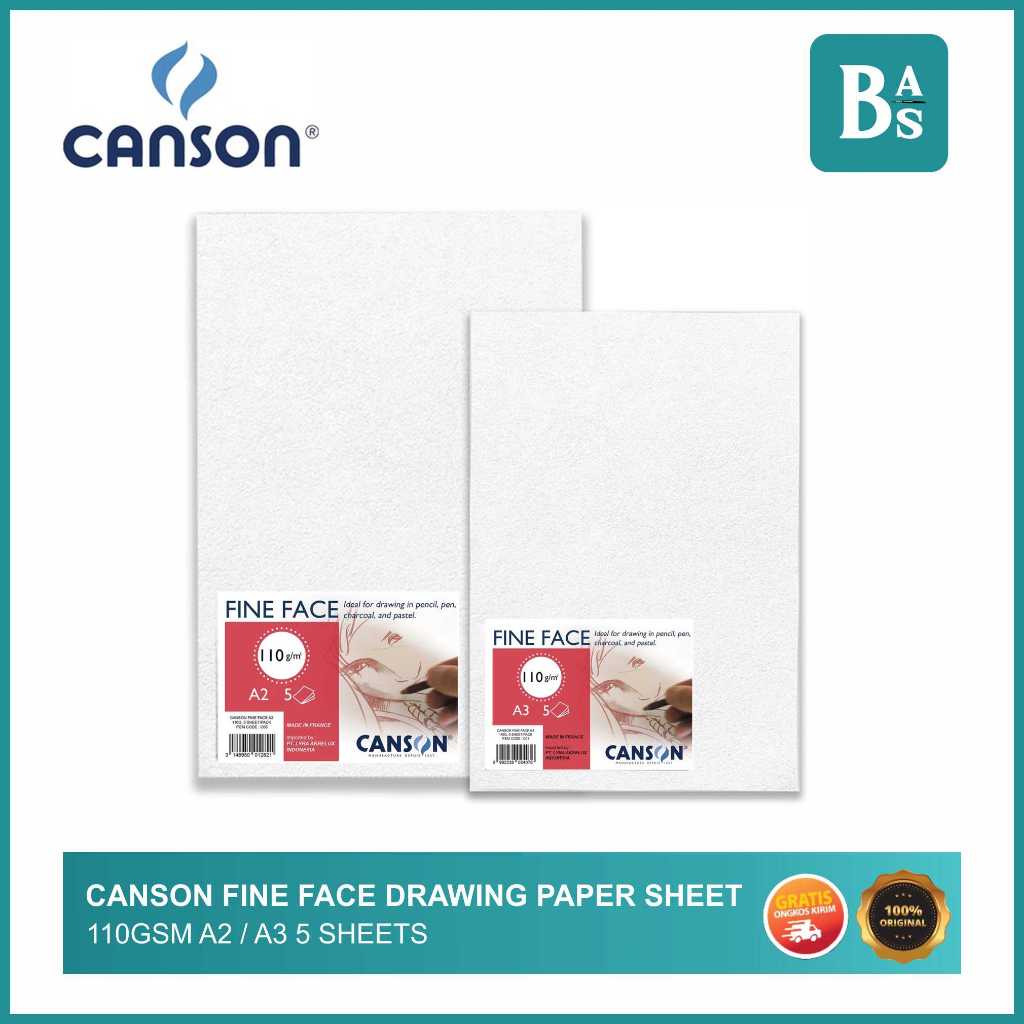 Jual Canson - Fine Face Paper Sheet 110Gr 5 sheet A5 / A3 - Kertas ...