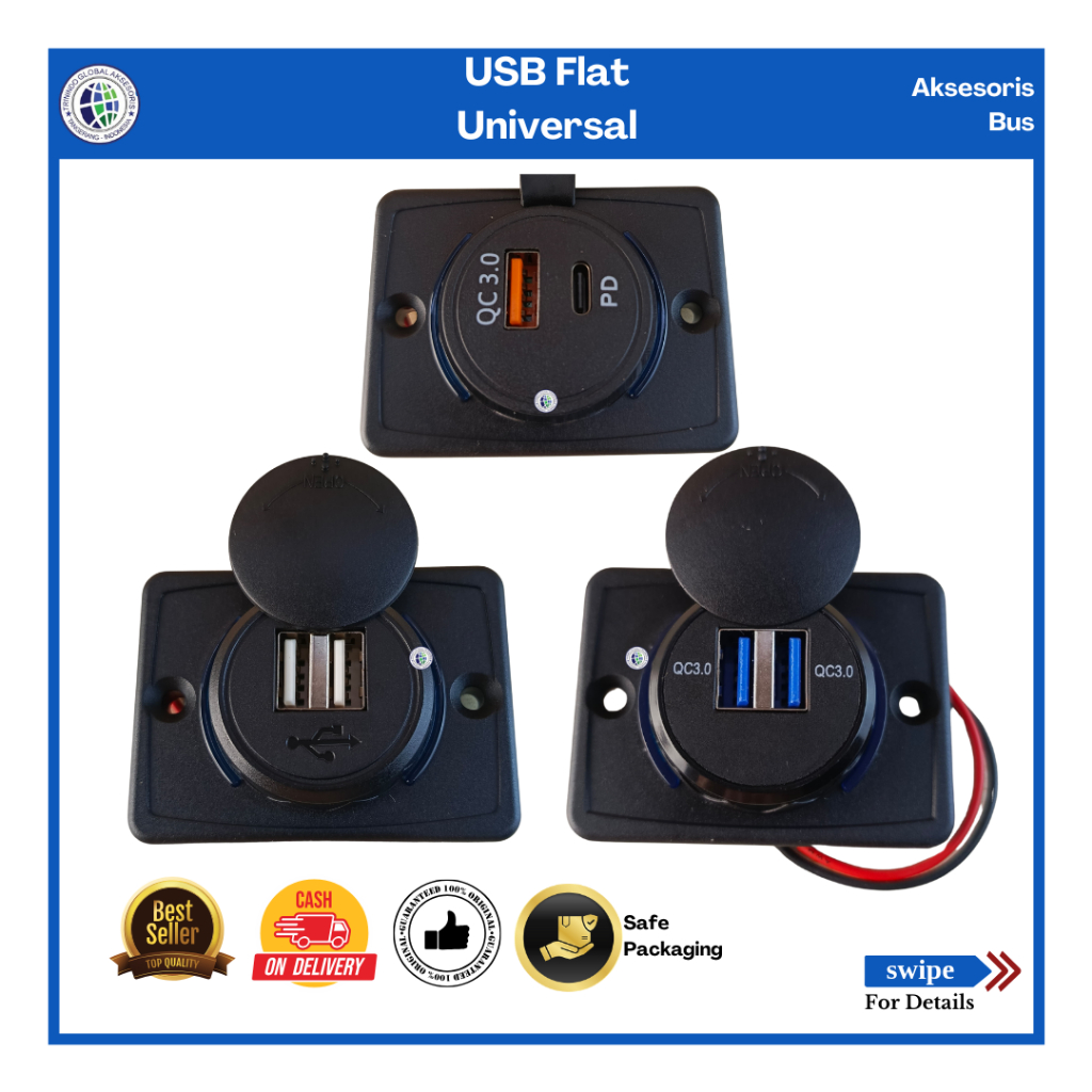 Jual USB Hub/USB Charger Bus Flat 12-24v/Pengisi Daya Ponsel Bus Elf ...