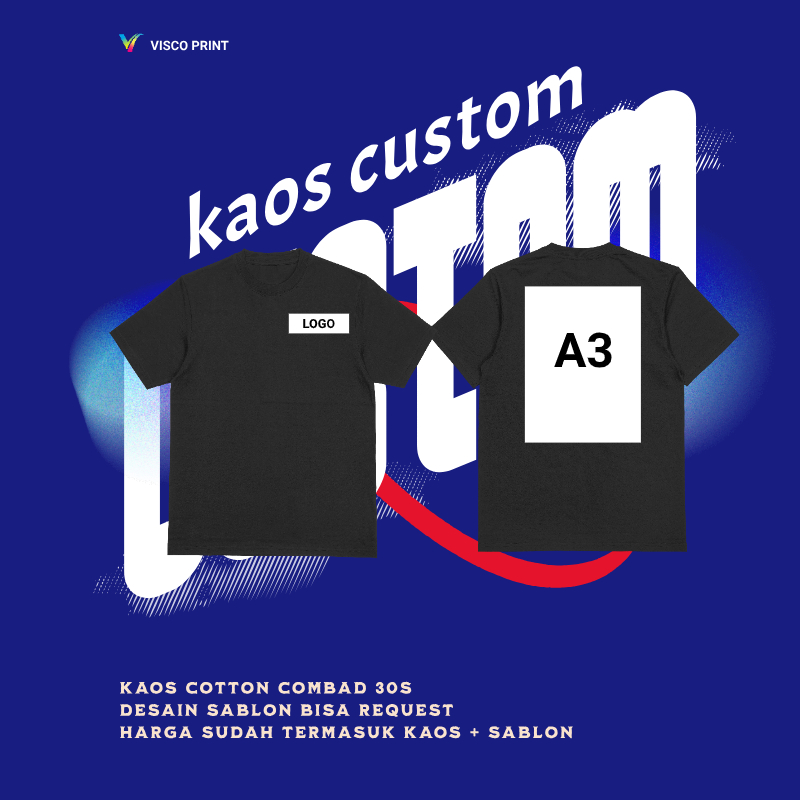 Jual Kaos sablon custom Logo ukuran A3 & ukuran logo | Shopee Indonesia