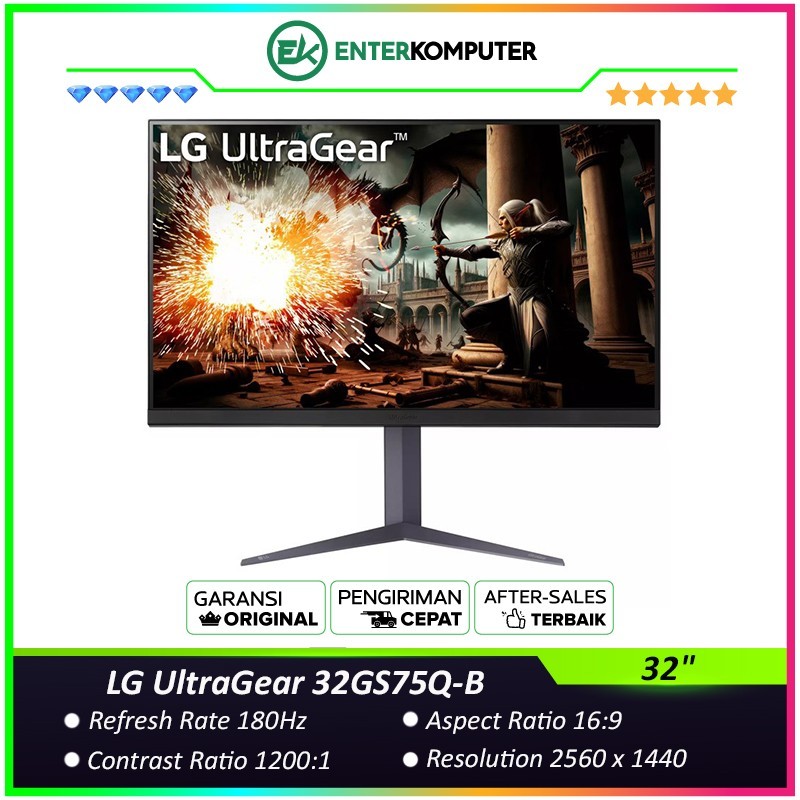 Jual LG UltraGear 32GS75Q-B 32" QHD IPS 180Hz HDR400 Gaming Monitor ...