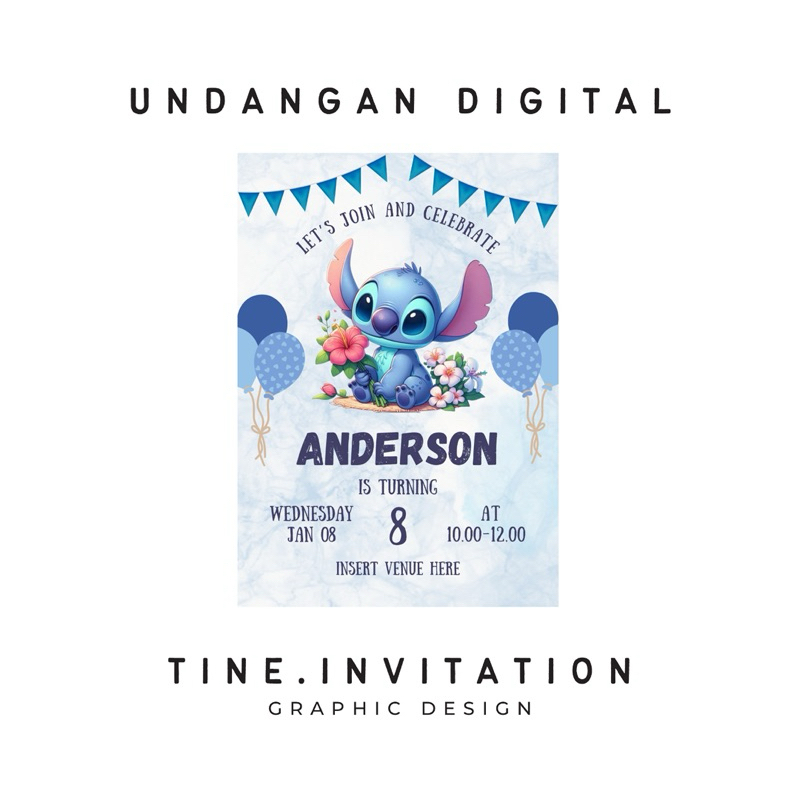 Jual undangan ulang tahun digital (stitch) | Shopee Indonesia
