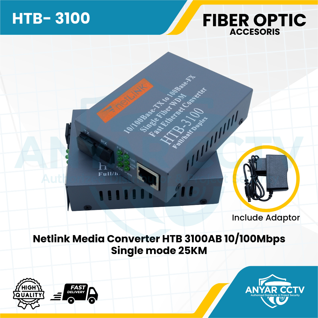 Jual Fiber Optical Media Converter HTB 3100AB 10/100Mbps Single Mode ...