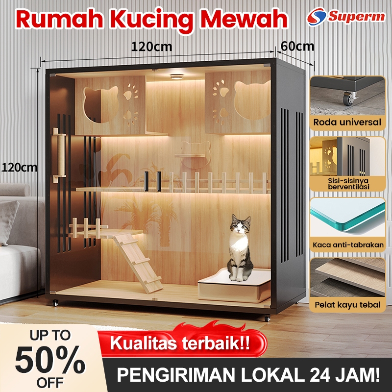 Jual Vila Kucing Mewah/Rumah Kucing/Kandang Kucing Bongkar Pasang/Rumah ...