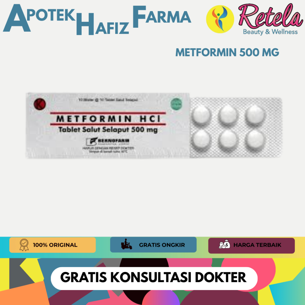 Jual METFORMIN 500MG BOX 10 STRIP @10 TAB BERNO | Shopee Indonesia