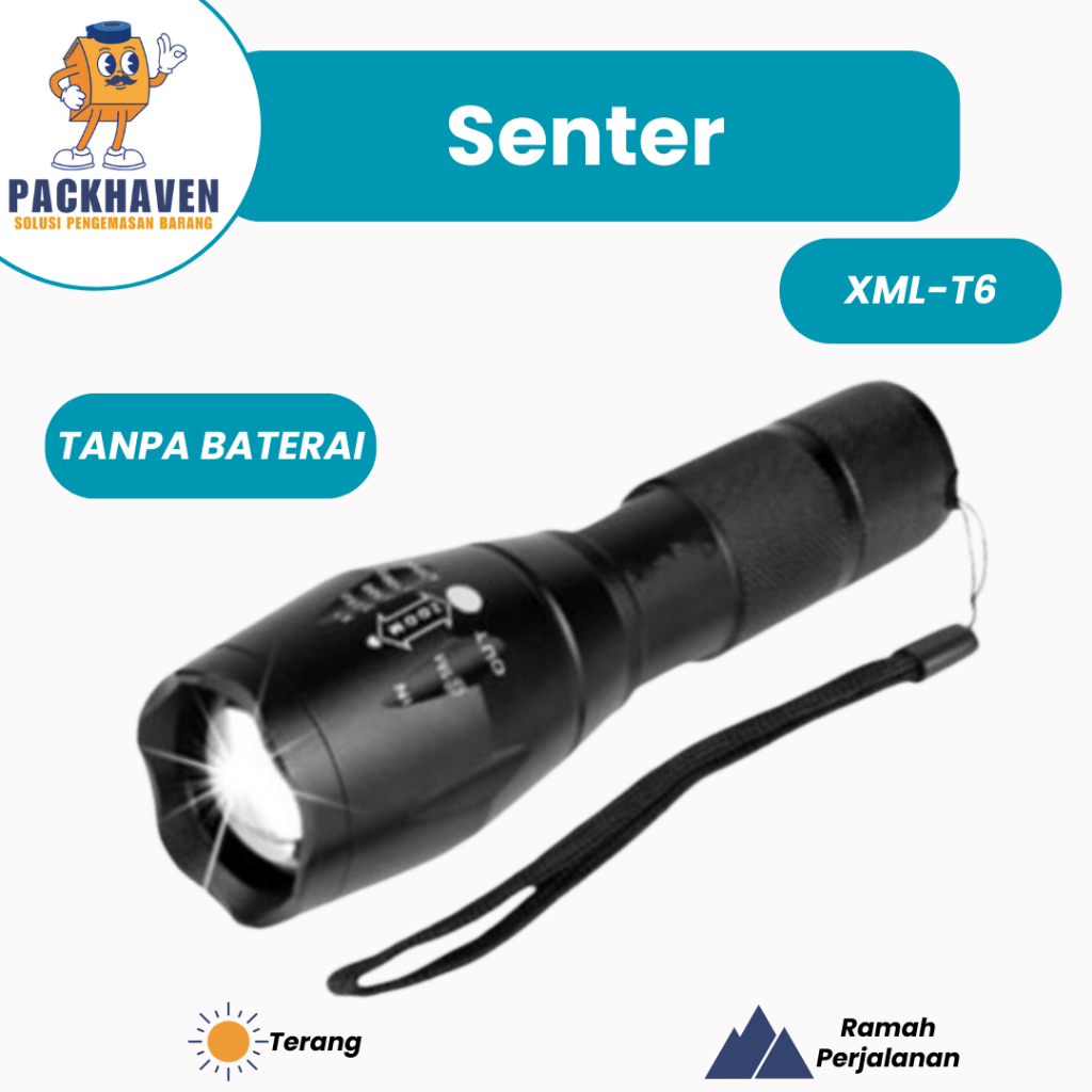Jual SENTER LED EFFISIEN SUPER TERANG XML-T6 2000 - 3800 LUMENS ANTI AIR JARAK JAUH Flashlight ...