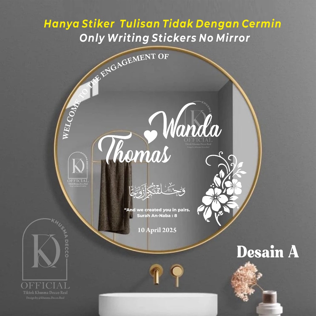 Jual Stiker Untuk Kaca Lingkaran Premium Tulisan Mirror Wedding Sign ...