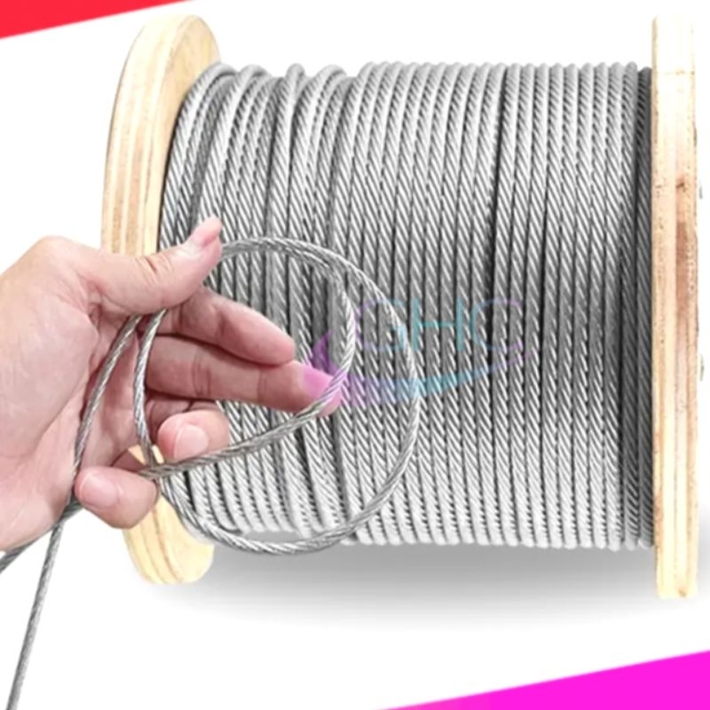 Jual Kawat Seling Baja Galvanis 2mm Tali Sling Cable Wire Wope Galvanis | Shopee Indonesia