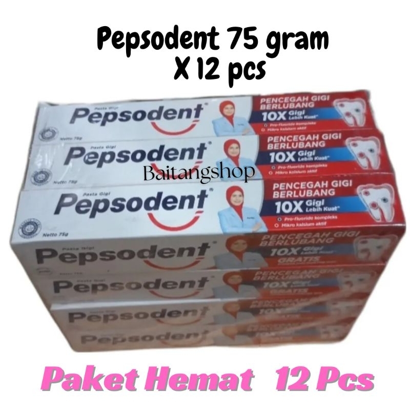 Jual Pasta Gigi Pepsodent 75 Gr Paket 12 Pcs - Odol Pepsodent 75gr 1 ...
