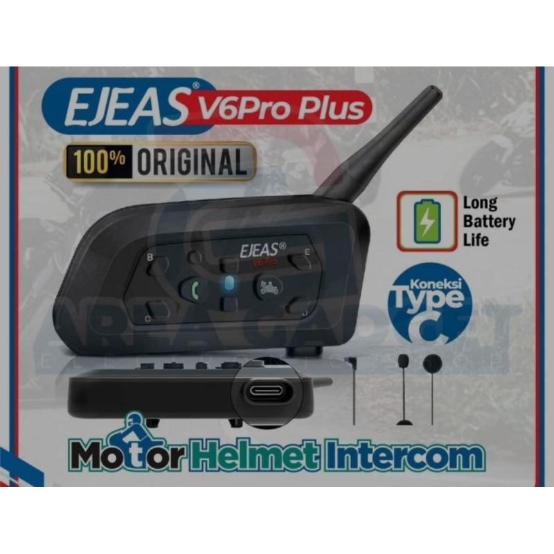 Jual Intercom Ejeas V6 Pro Plus Intercom Bluetooth Helmet Walkie Ht ...