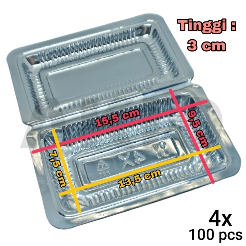 Jual Mika Plastik Kotak Bening 4X Isi 25 50 75 100 pcs Box Wadah ...