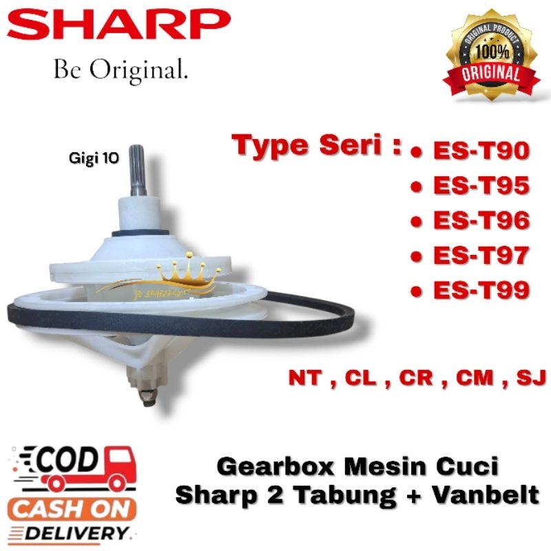 Jual Set Gearbox + Vanbelt Mesin Cuci SHARP ORIGINAL 2 Tabung ES-T90 / ES-T95 / ES-T96 / ES-T97 ...