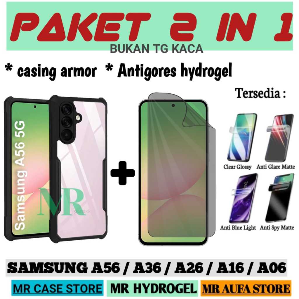 Jual PAKET 2 IN 1 AntiGores Hydrogel + CASING ARMOR HP FOR SAMSUNG A55 / A56 / A35 / A36 / A26 ...