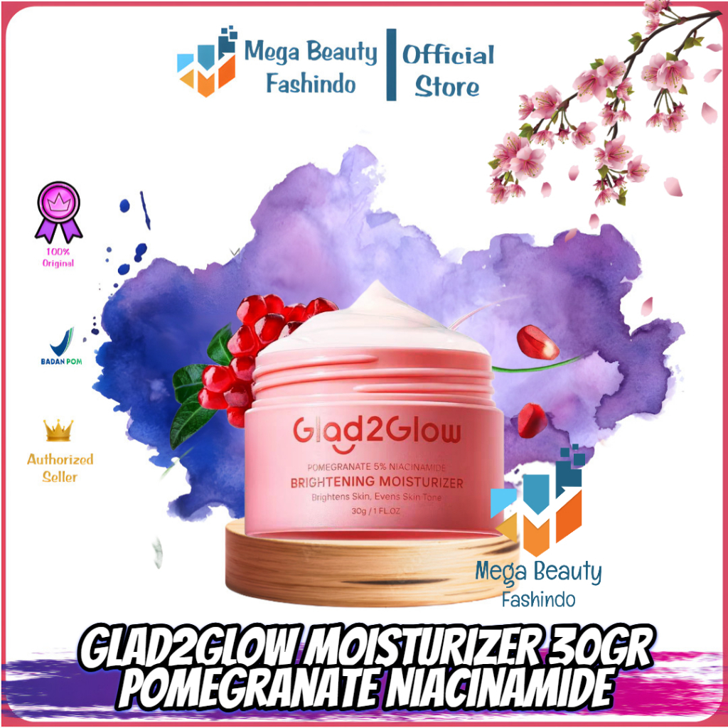 Jual Glad2Glow Pomegranate Niacinamide Brightening Moisturizer 30gr ...