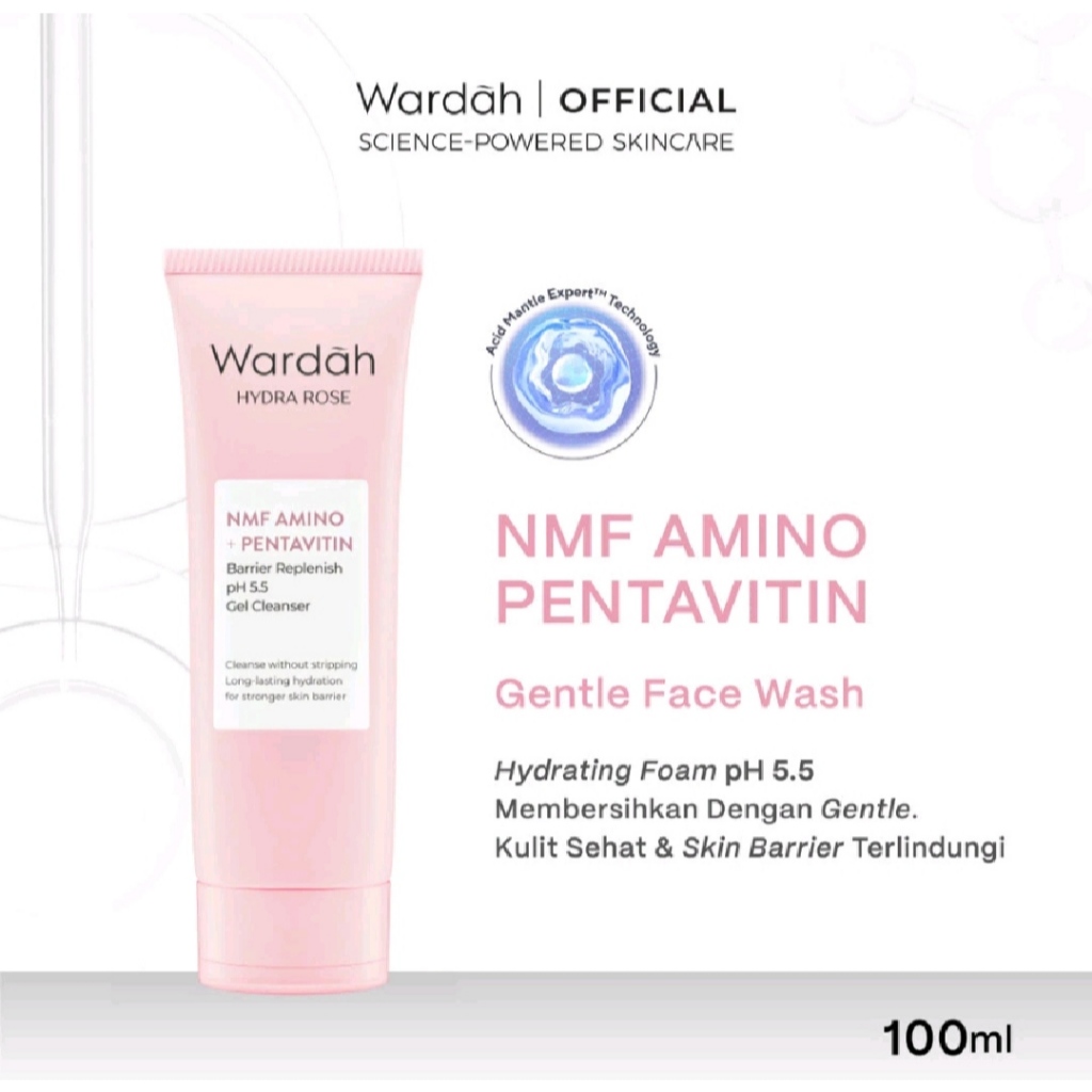 Jual Wardah Hydra Rose NMF Amino + Pentavitin Barrier Replenish pH 5.5 Gel Cleanser 100 mL ...