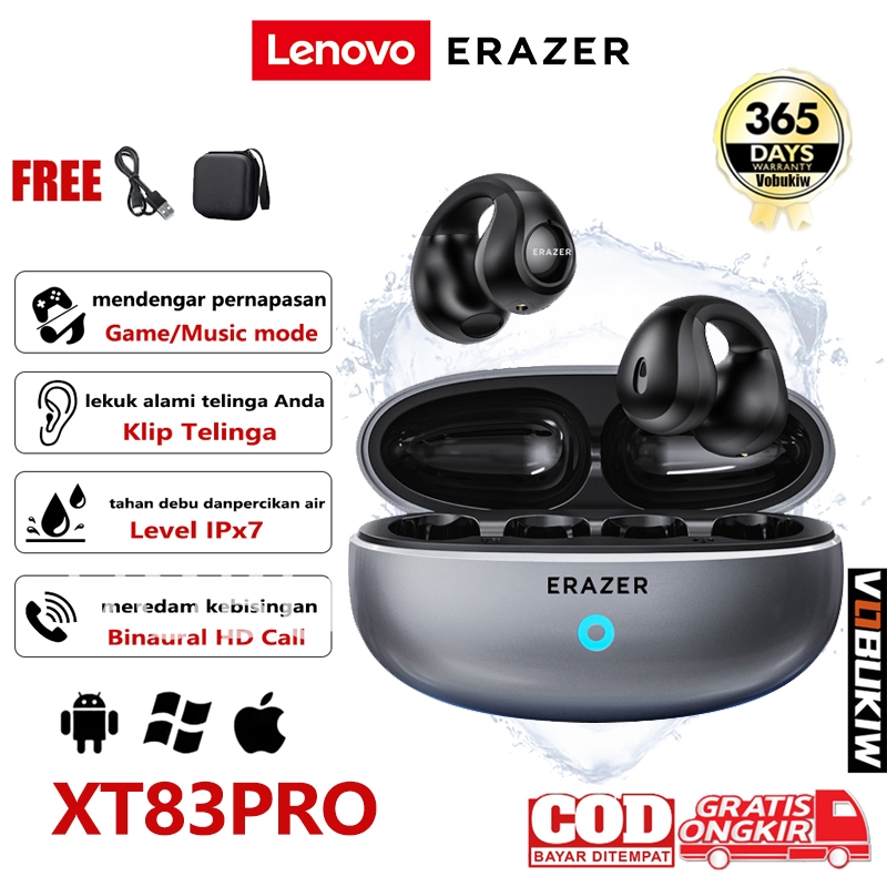 Jual 𝟭𝟬𝟬%𝗢𝗥𝗜 Lenovo ERAZER XT83PRO Earphone Ear Clip Conduction TWS ...