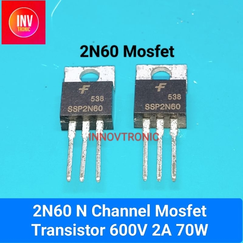 Jual 2N60 N Channel Transistor Mosfet 600V 2A 70W TO-220 Power Mosfet ...