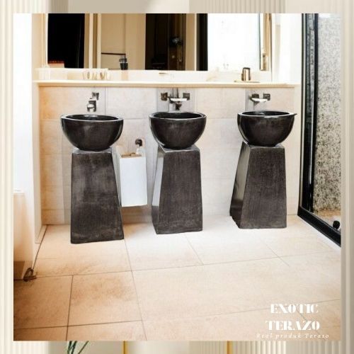 Jual Wastafel Teraso Cawan Mangkuk Hitam Natural | Shopee Indonesia