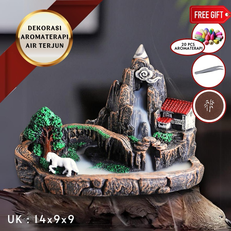 Jual Miniatur Dupa Aromaterapi Air Terjun Asap bawah Bukit Lushan Bahan ...