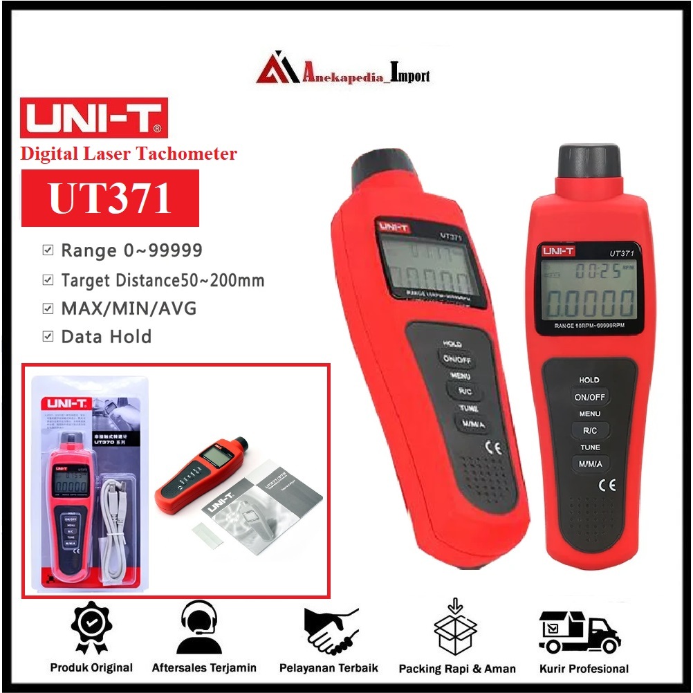 Jual UNI-T UT371 - UNI-T Uni-Trend Non-Contact Digital Laser Tachometer - Tachometer | Shopee ...