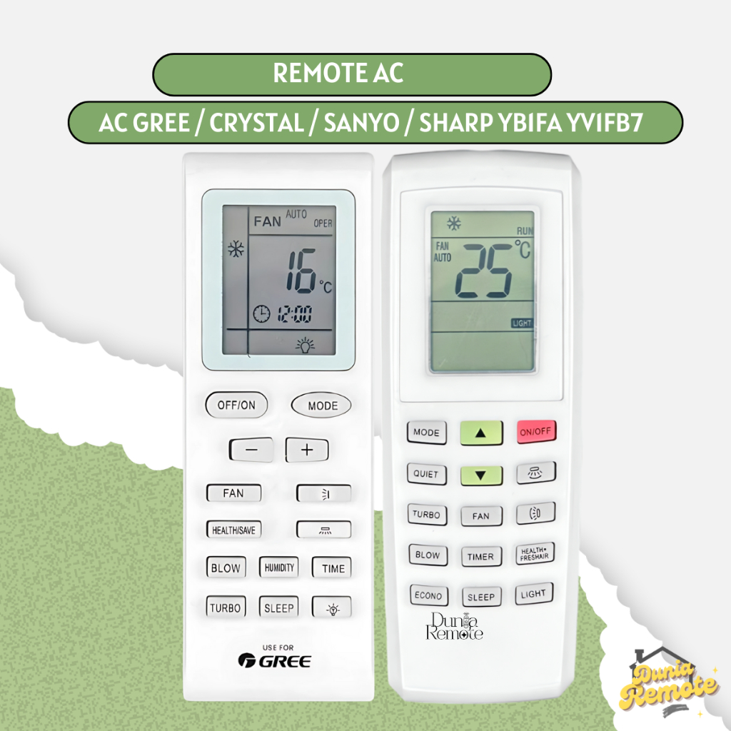Jual Remot Remote AC GREE PINK SANYO SHARP / AQUA YB1FA YV1FB7 series ...