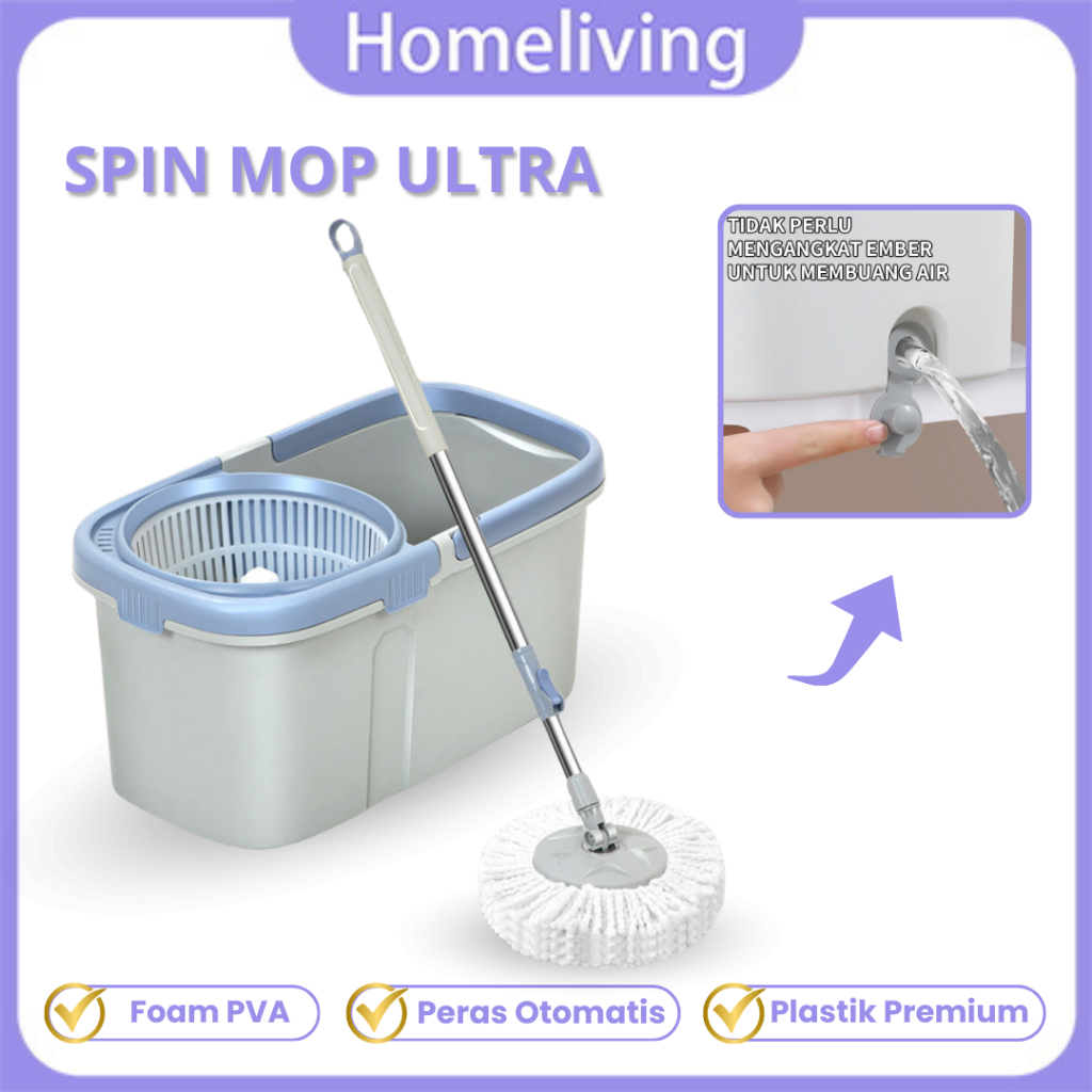 Jual Homeliving Alat Pel Super Ultra Spin Mop - Set Alat Pel Lantai ...