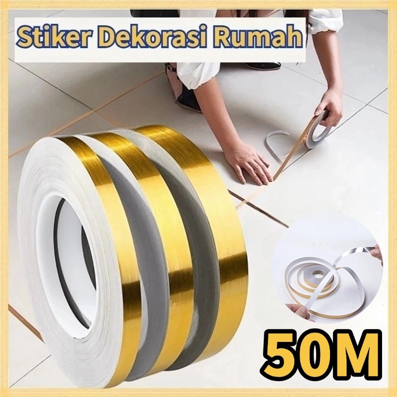 Jual 50M Gulungan Stiker Pembatas Keramik 1cm-5cm/List Gold/lantai ...