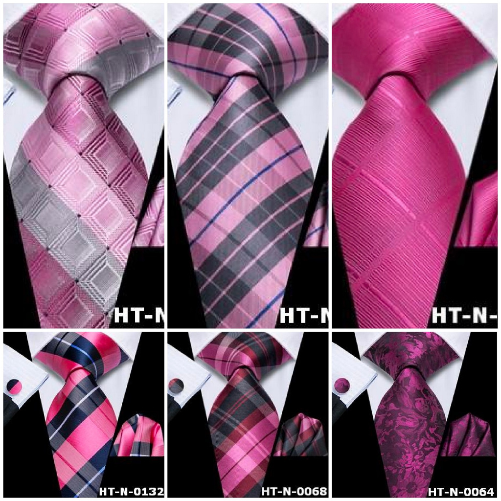 Jual [ PREMIUM PINK - MERAH MUDA-2 ] Dasi Pria Panjang High Quality Set ...