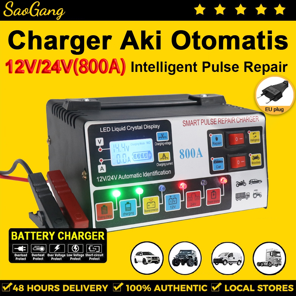 Jual Charger Aki Otomatis Smart Intelligent Auto Repair Mobil Pengisi daya 12v24v 800A Charger ...